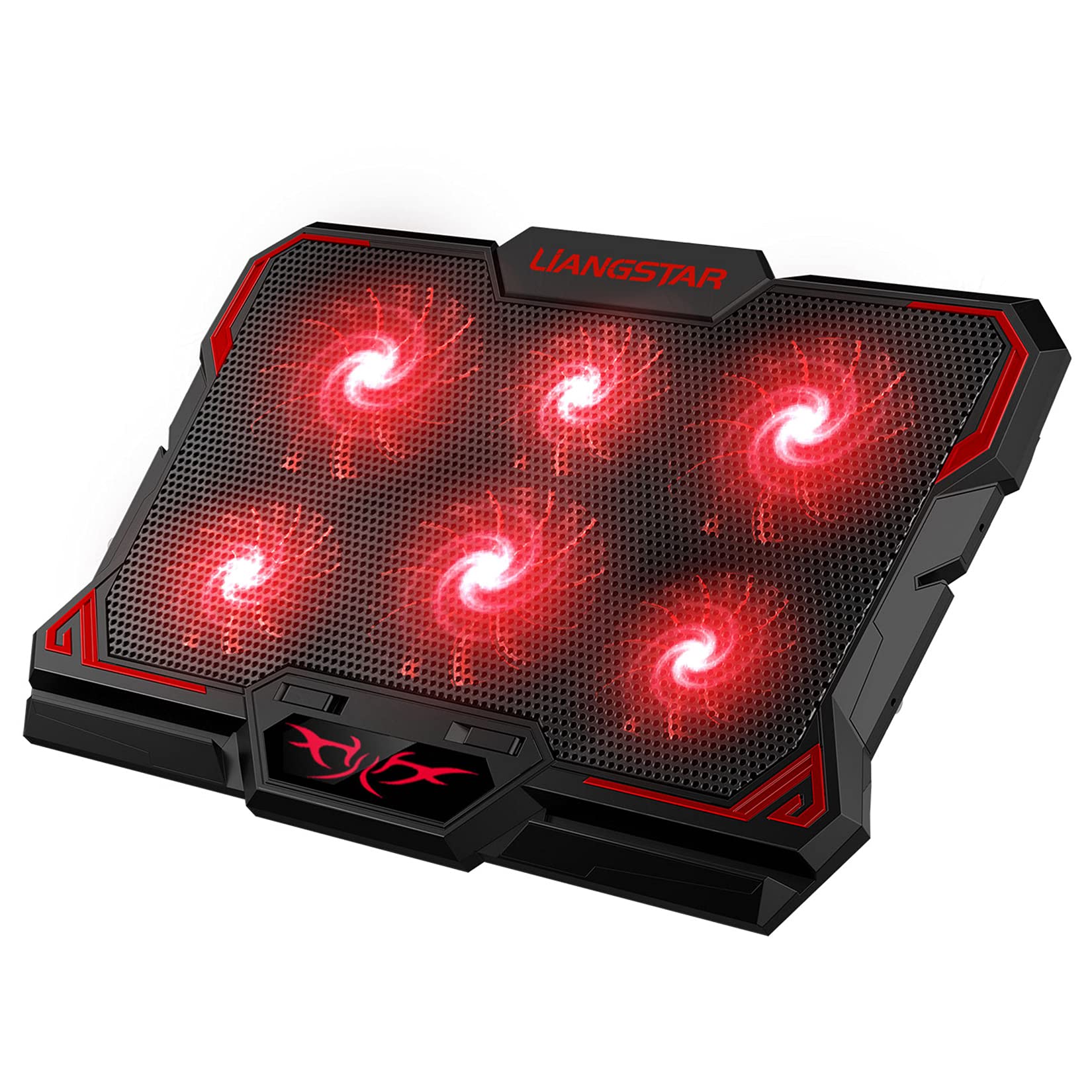 Laptop Cooling Pad, Laptop Cooler with 6 Quiet Led Fans for 15.6-17 Inch Laptop Cooling Fan Stand, Portable Ultra Slim USB Powered Gaming Laptop Cooling Pad, Switch Control Fan Speed Function (Red)