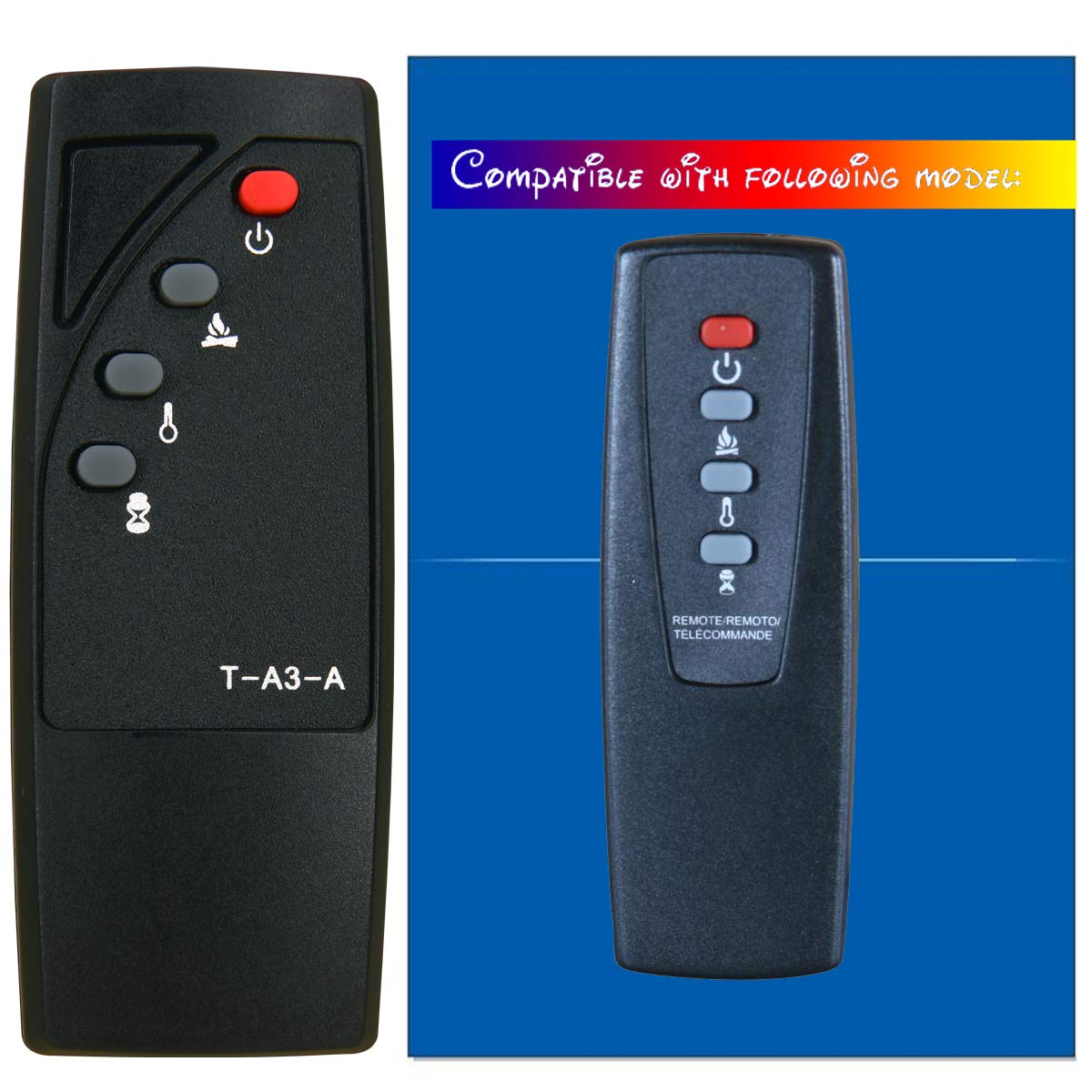 Compatible with Twin Star ClassicFlame Classic Flame Dura flame Fireplace Stove Heater Infrared Remote Control 22EF030GRA 22EF030SRA 18II210GRA 23II210GRA 18II210GRA-A000 18II210GRA-A001 (T-A3-A)