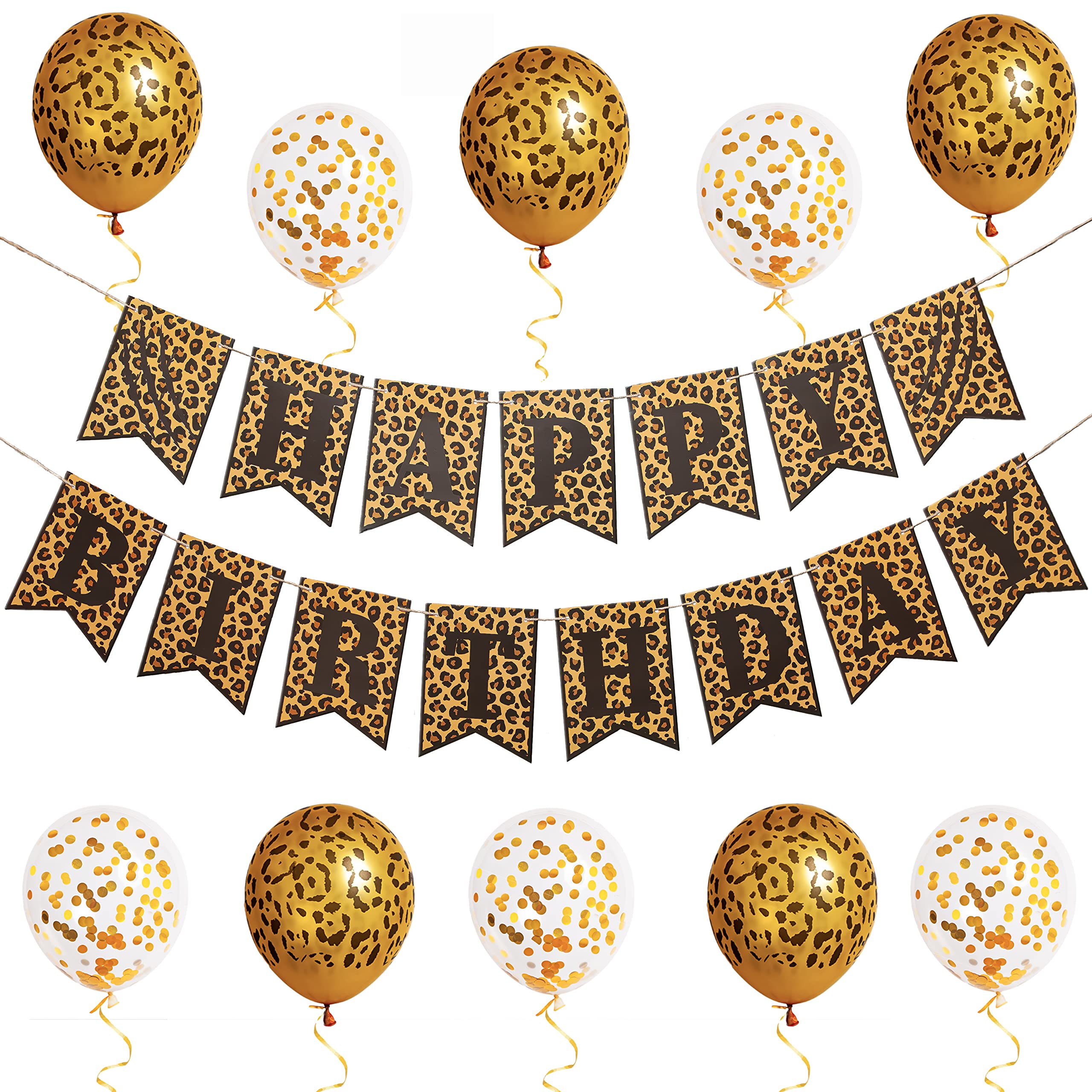 Pirese Cheetah Happy Birthday Banner, Cheetah Birthday Decorations, Leopard Party Decorations, Animal Birthday Party Decorations | Safari Party Decorations | Leopard Party Supplies, Animal Print Party