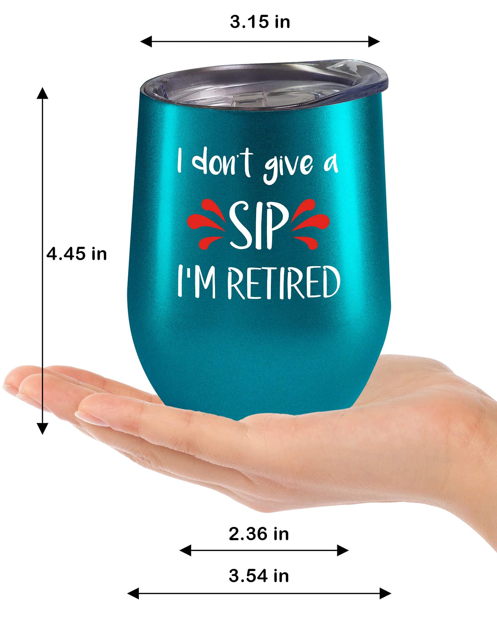 Fancyfams I Don’t Give a Sip I’m Retired, Retirement Gifts for Women - 12 oz Stainless Steel Wine Tumbler, Retirement Gifts, Retired Gifts for Women, Retirement Gift (Give a Sip - Turquoise)