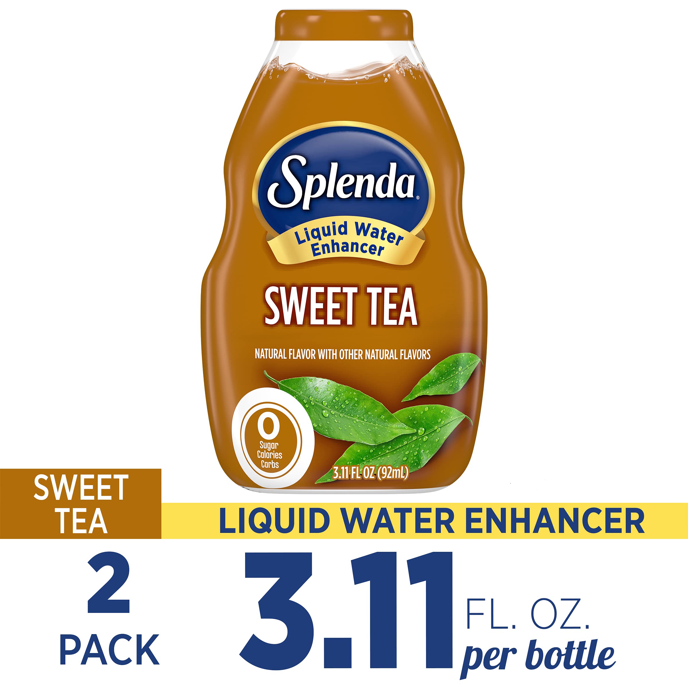 SPLENDA Liquid Water Enhancer Drops, Sugar Free, Zero Calorie, Natural Flavor, Concentrated Drink Mix, 3.11 Fl Oz Each Bottle (Sweet Tea, 2 Pack)