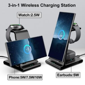 Wireless Charger for Samsung, Charging Station for Samsung Galaxy S24 Ultra/S24+/S24/S23 Ultra/S23+/S23/S22/Note 20/Z Flip 5/Fold 5, for Galaxy Watch 6/5, Galaxy Buds 2 Pro/Pro (Not Include Adapter)