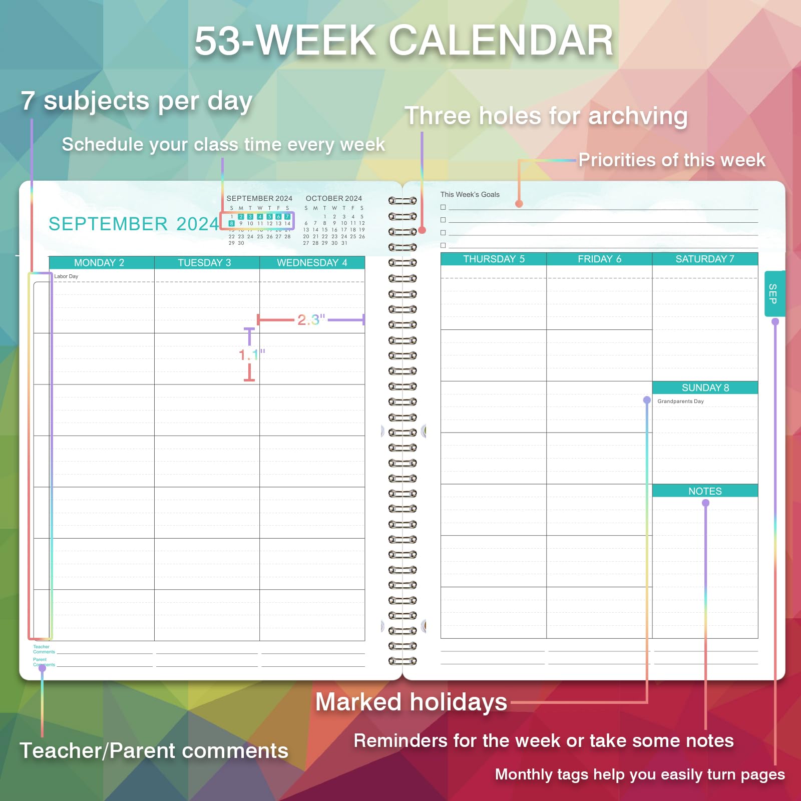 Student Planner 2024-2025 - School Planner, July 2024- June 2025, 8.5" x 11", 2024-2025 Student Planner/Academic Planner with 3-Hole Punched