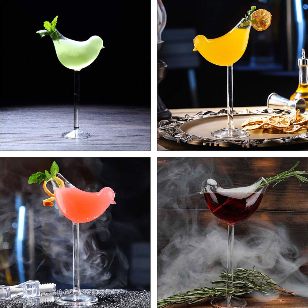 Bird Glasses Cocktail Glasses：Cabilock 2pcs Bird Design Cocktail Glass Crystal Wine Glass Wine Goblet Beverage Glass Cup Whiskey Decanter for Wedding Birthday Bouquet Bar Party Supply (Transparent)