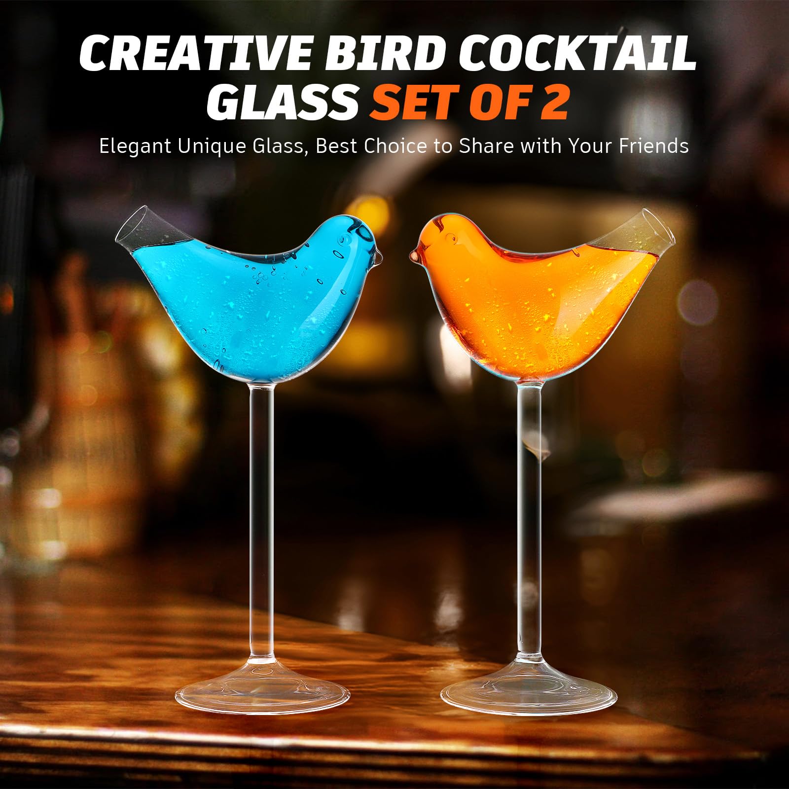 Bird Glasses Cocktail Glasses：Cabilock 2pcs Bird Design Cocktail Glass Crystal Wine Glass Wine Goblet Beverage Glass Cup Whiskey Decanter for Wedding Birthday Bouquet Bar Party Supply (Transparent)