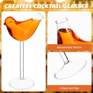 Bird Glasses Cocktail Glasses：Cabilock 2pcs Bird Design Cocktail Glass Crystal Wine Glass Wine Goblet Beverage Glass Cup Whiskey Decanter for Wedding Birthday Bouquet Bar Party Supply (Transparent)