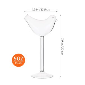 Bird Glasses Cocktail Glasses：Cabilock 2pcs Bird Design Cocktail Glass Crystal Wine Glass Wine Goblet Beverage Glass Cup Whiskey Decanter for Wedding Birthday Bouquet Bar Party Supply (Transparent)