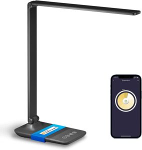 meross smart led desk light, metal led desk lamp works with homekit, alexa and google home, wifi eye-caring smart led desk lamp for home office with tunable white, remote control, schedule and timer