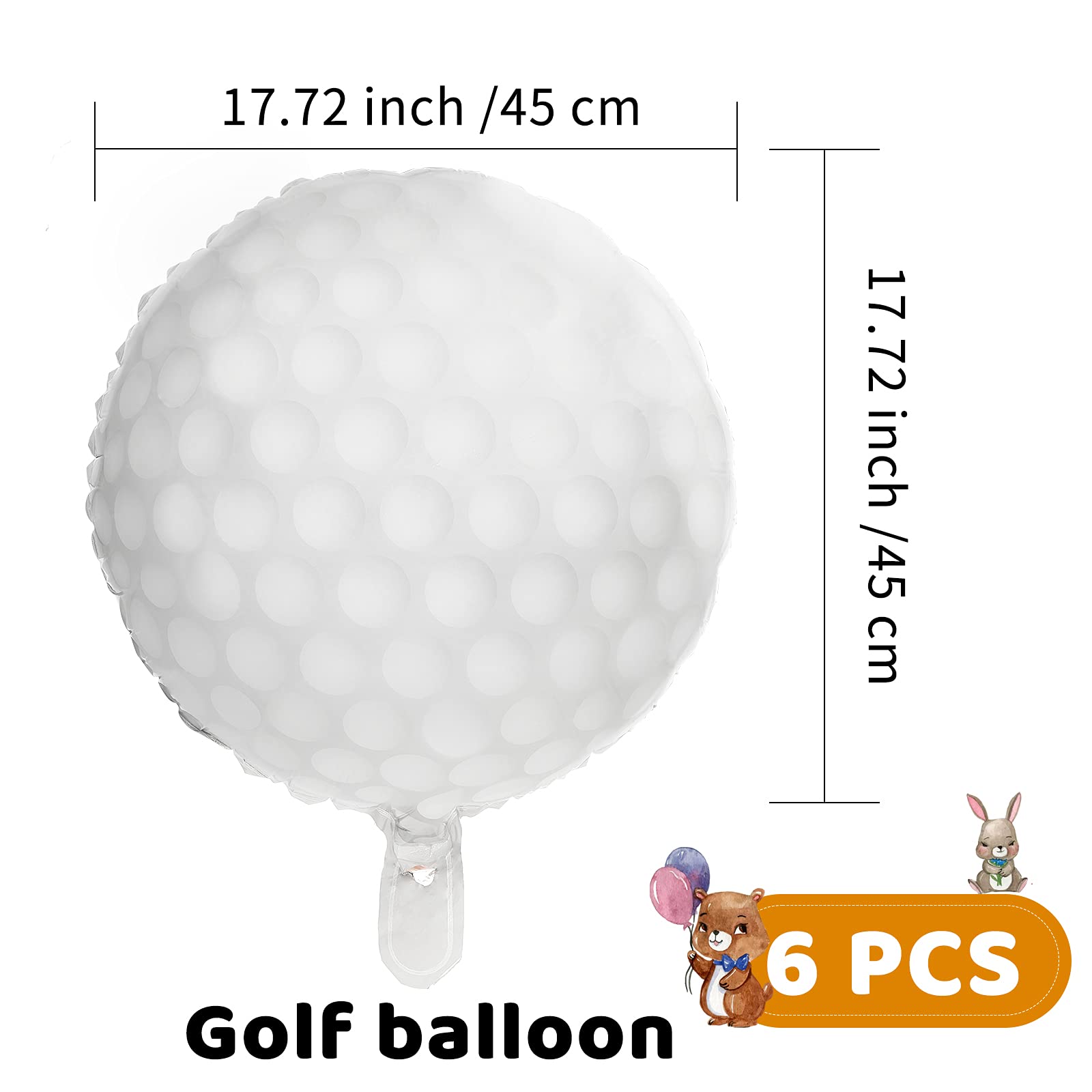 Sosation Golf Ball Balloons Golf Themed Balloons Golf Ball Sports Round Balloons Golf Aluminum Foil Balloons Golf Theme Birthday Decoration for Golf Theme Birthday Party Decoration (6 Pieces)