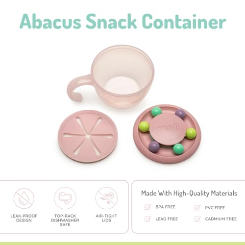 melii Abacus Snack Container with lid for Kids Toddlers and Baby (Pink)