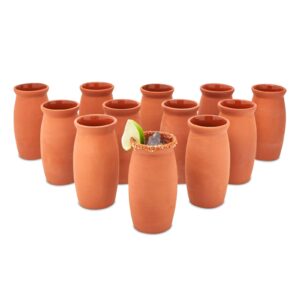 okuna outpost 12 pack clay drinking cups, cantaritos de barro mexicanos for margaritas, tequila, mexican fiesta (12 oz)