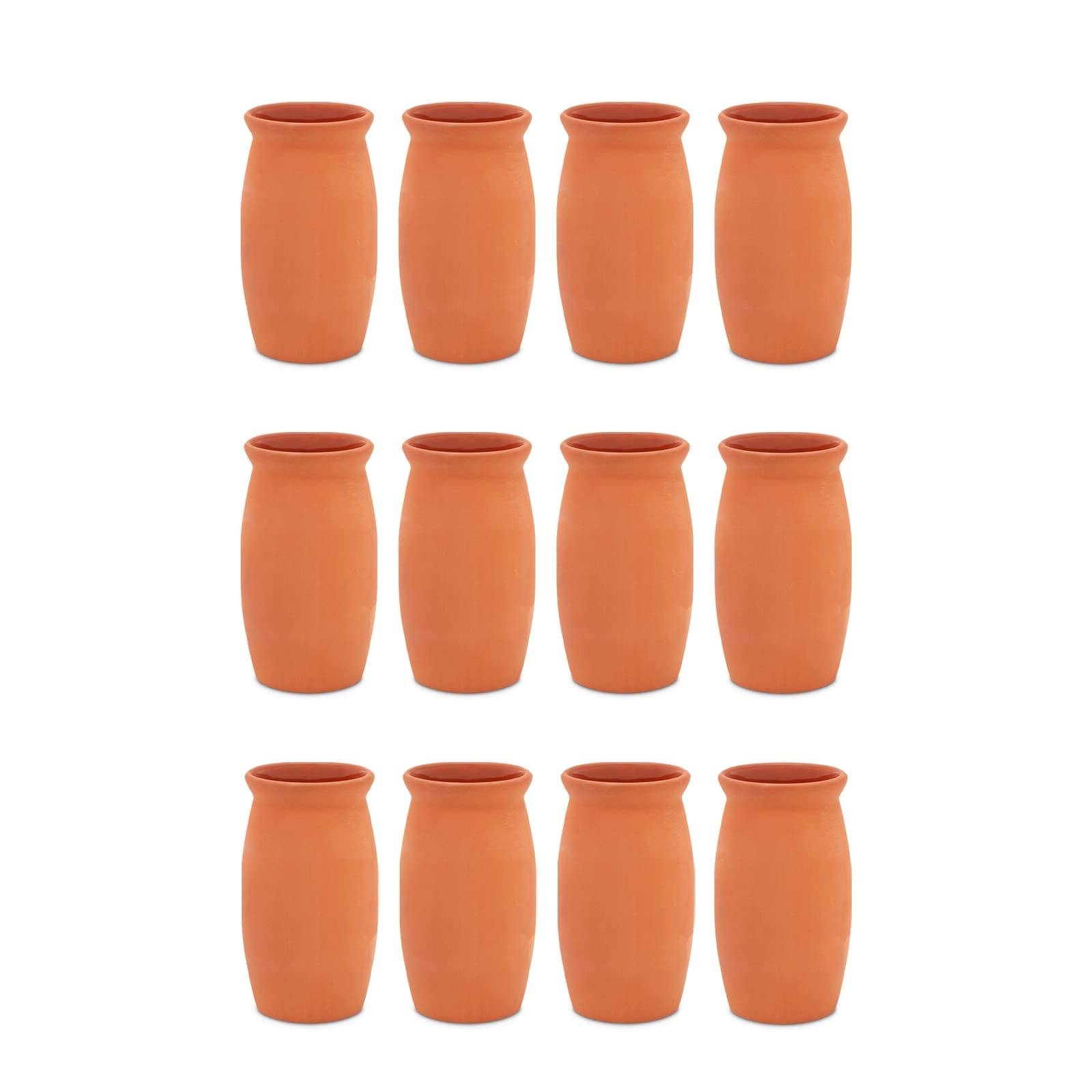 Okuna Outpost 12 Pack Clay Drinking Cups, Cantaritos de Barro Mexicanos for Margaritas, Tequila, Mexican Fiesta (12 oz)