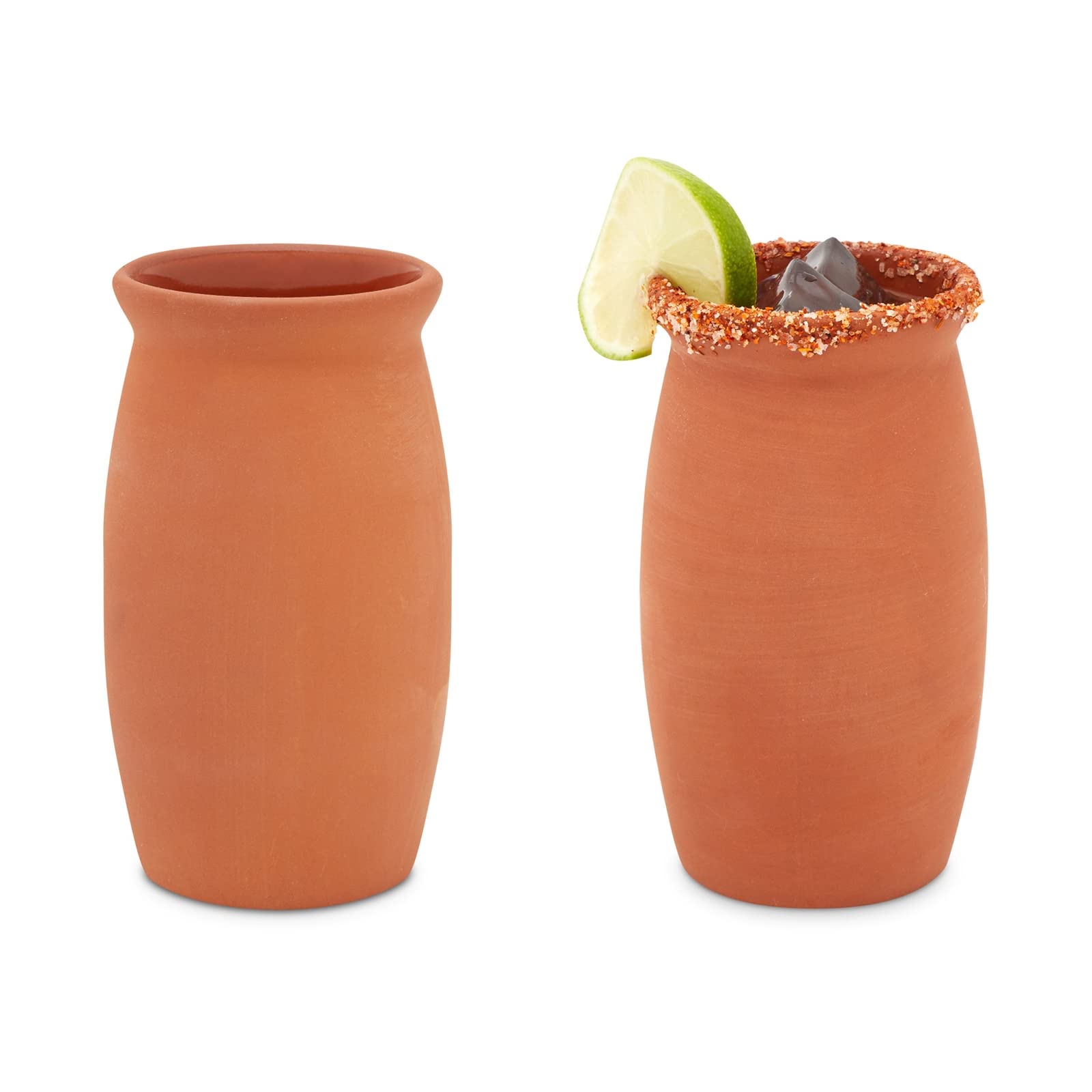 Okuna Outpost 12 Pack Clay Drinking Cups, Cantaritos de Barro Mexicanos for Margaritas, Tequila, Mexican Fiesta (12 oz)