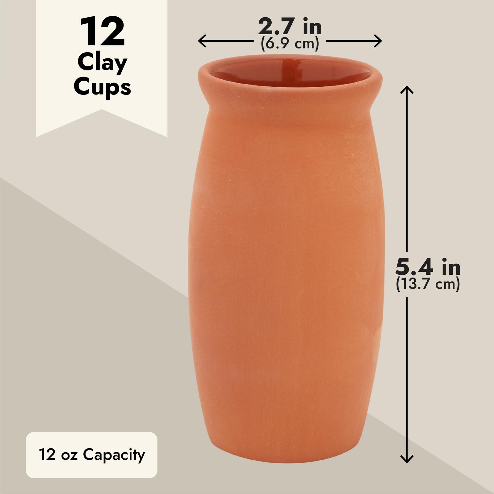 Okuna Outpost 12 Pack Clay Drinking Cups, Cantaritos de Barro Mexicanos for Margaritas, Tequila, Mexican Fiesta (12 oz)