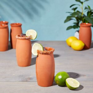 Okuna Outpost 12 Pack Clay Drinking Cups, Cantaritos de Barro Mexicanos for Margaritas, Tequila, Mexican Fiesta (12 oz)