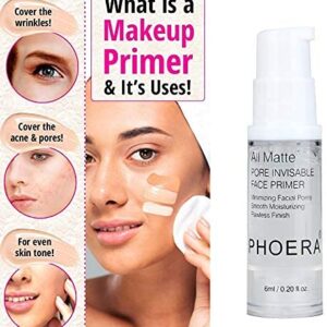 Phoera Soft Matte Full Coverage Foundation and Concealer, Poreless, Waterproof, Blendable Long Lasting 24HR Foundation 30ml with 6ml Makeup Lasting Facial Moisturizing Face Primer (102 Nude)