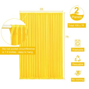 Yellow Backdrop Curtain for Parties Wrinkle Free Lemon Yellow Photo Curtains Backdrop Drapes Fabric Decoration for Birthday Party Wedding Baby Shower 5ft x 7ft,2 Panels