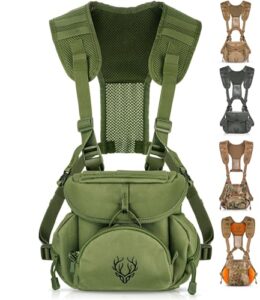 binocular harness chest pack for men and women - our bino harness and case is great for hunting, hiking, and shooting - bino straps secure your binoculars - holds rangefinders, phones, bullets, ect