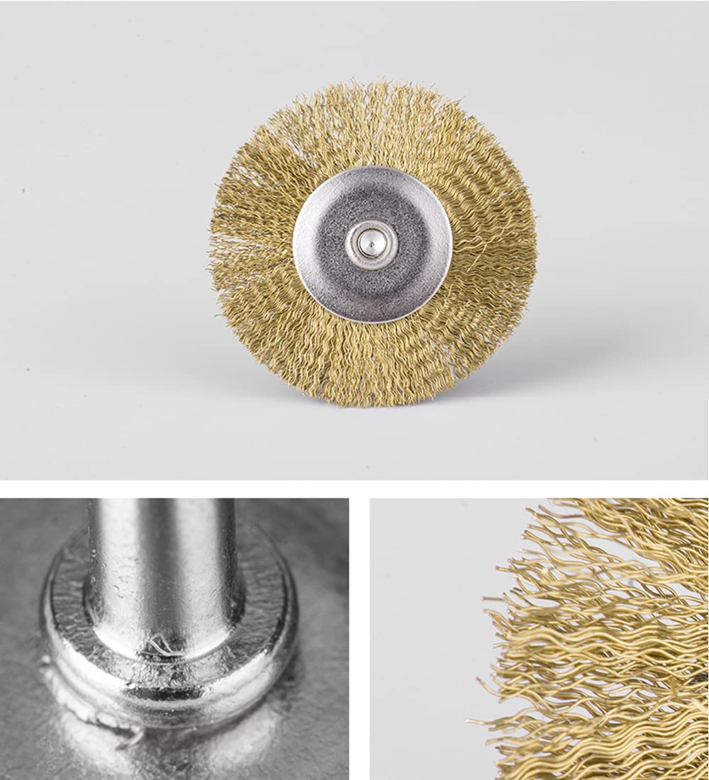 SUJAYU Wire Brush for Drill, 30 Pcs Brass Wire Wheel for Drill, Dremel Wire Brush Dremel Bits Dremel Accessories, Buffing Wheel Drill Wire Brush Drill Sanding Attachment