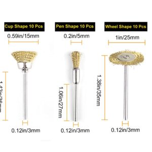 SUJAYU Wire Brush for Drill, 30 Pcs Brass Wire Wheel for Drill, Dremel Wire Brush Dremel Bits Dremel Accessories, Buffing Wheel Drill Wire Brush Drill Sanding Attachment