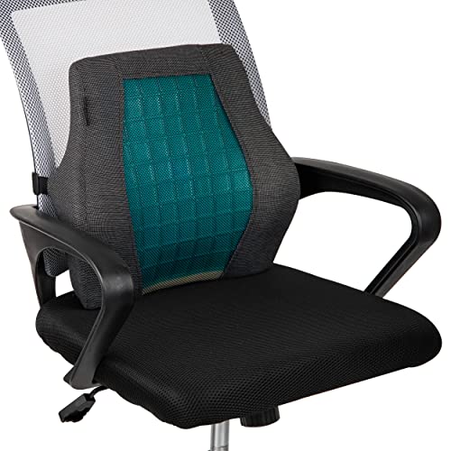 Mind Reader Ergonomic Lower Back Cushion, Office Chair, Posture Corrector, Memory Foam, 15.5" L x 3.75" W x 14.25" H, Black