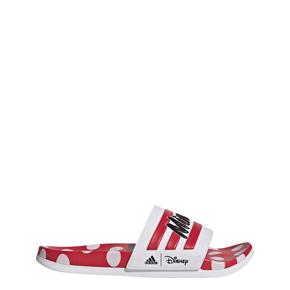 adidas Women's Adilette Comfort Slides Sandal, White/Ray Red/Core Black, 5