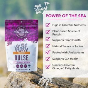 VITAMINSEA Dulse Dried Seaweed | Wild North Atlantic Seaweed for Snacking, Seasoning, Soups & Salads | Rich in Vitamins, Minerals & Antioxidants Perfect for Thyroid Support | Flakes (4 OZ)