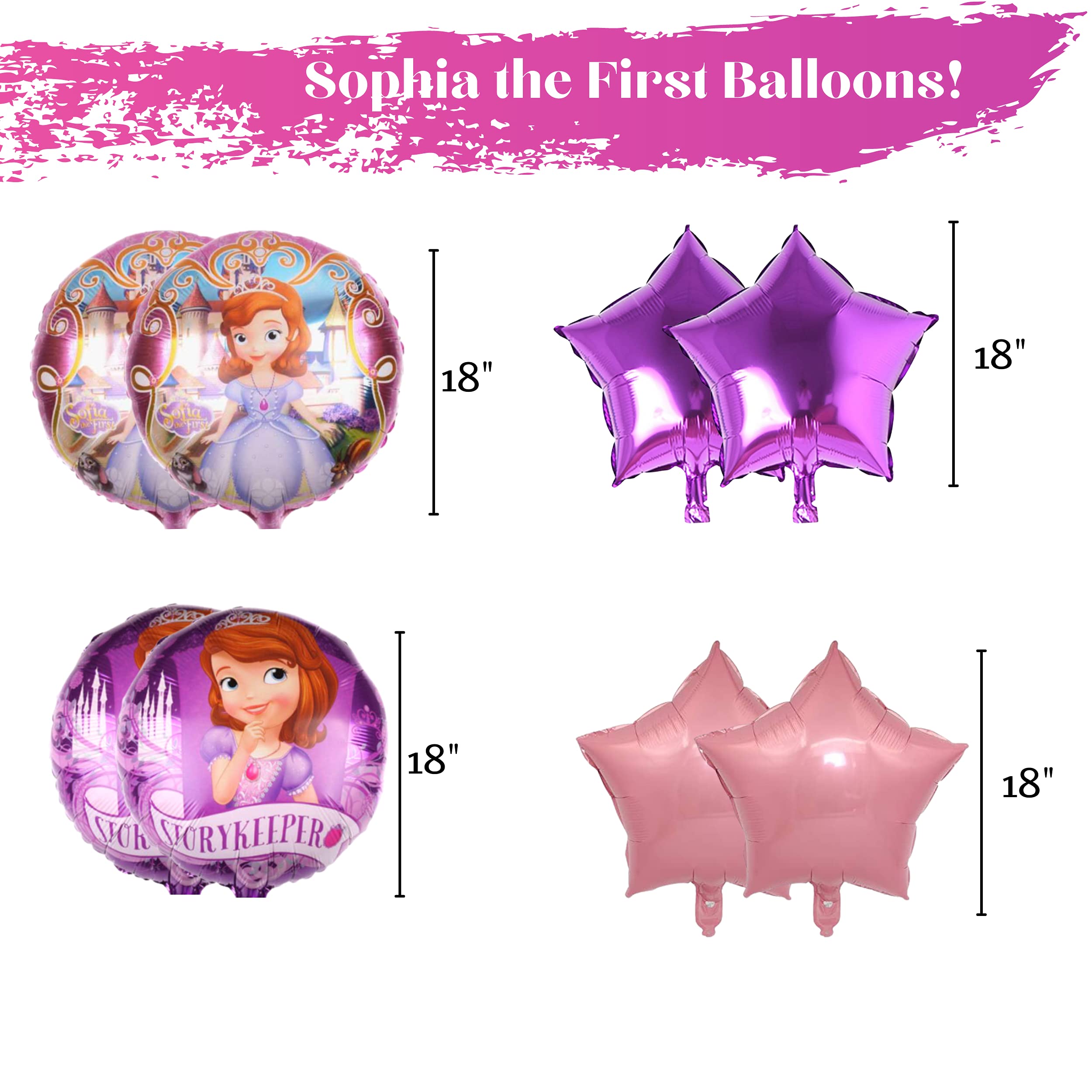 Sofia The First Theme Party Supplies Set Balloons | Includes Purple Party Curtain, Birthday Banner and Lovable Balloons| Princess Complete Birthday Party Decorations Supply Pack for Sofia the First