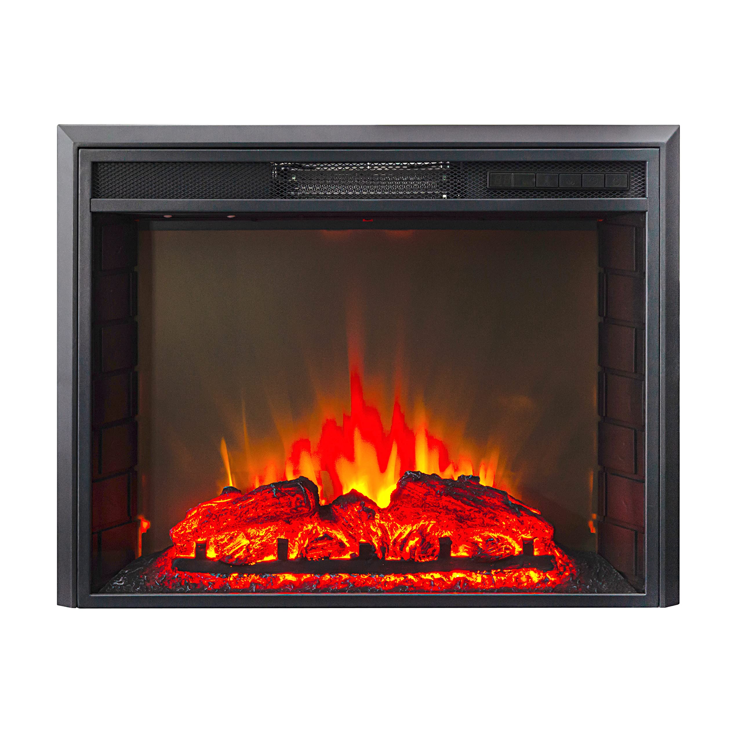 FIREBLAZE Electric Fireplace Sparta 26 inch - Flat Front Glass LED Fireplace Insert with Remote Control - Adjustable Heating, Sound, Brightness, Timer - 2-Way Recessed Installation - Heats 400 sq ft