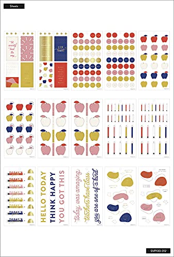 The Happy Planner Sticker Value Pack - Planner & School Accessories - Fresh Start Teacher Theme - Multi-Color - Great for Planning & Assignments - 30 Sheets, 1109 Stickers