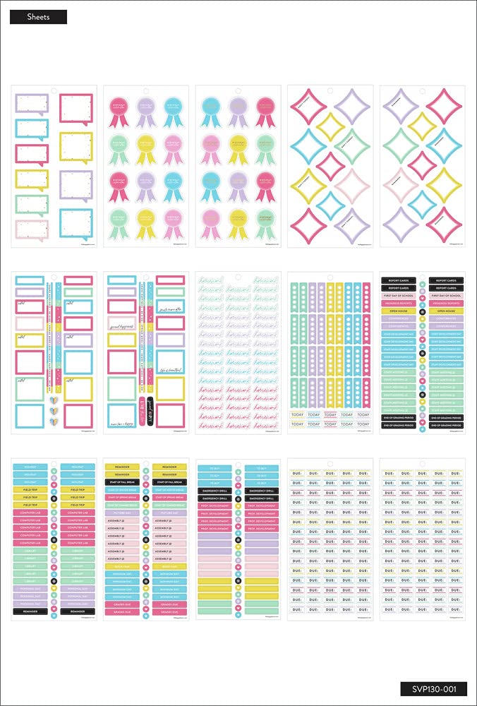 The Happy Planner Sticker Value Pack - Planner & School Accessories - Happy in Action Teacher Theme - Multi-Color - Great for Planning & Assignments - 30 Sheets, 1014 Stickers