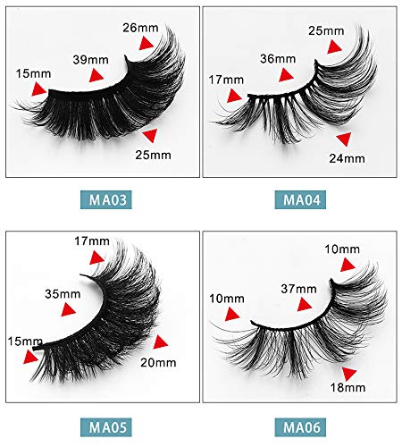 AMSDCN NEW 18pair Fluffy Lashes Mink Hair False Eyelashes 20mm-25mm 3d Lashes Dramatic Long Messy Natural Lashes Makeup Mink Eyelashes (MA03)