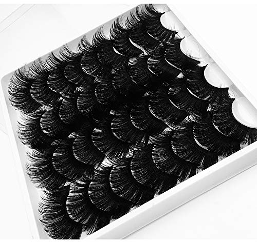 AMSDCN NEW 18pair Fluffy Lashes Mink Hair False Eyelashes 20mm-25mm 3d Lashes Dramatic Long Messy Natural Lashes Makeup Mink Eyelashes (MA03)