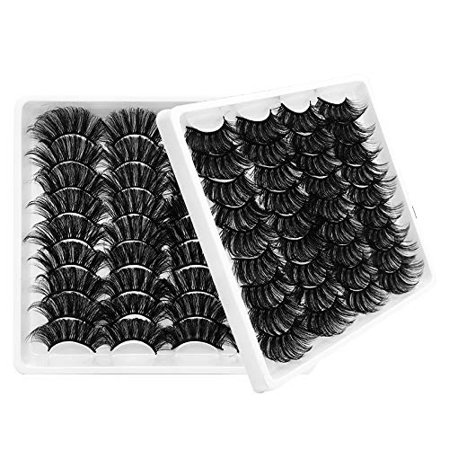 AMSDCN NEW 18pair Fluffy Lashes Mink Hair False Eyelashes 20mm-25mm 3d Lashes Dramatic Long Messy Natural Lashes Makeup Mink Eyelashes (MA03)