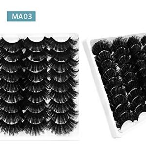 AMSDCN NEW 18pair Fluffy Lashes Mink Hair False Eyelashes 20mm-25mm 3d Lashes Dramatic Long Messy Natural Lashes Makeup Mink Eyelashes (MA03)