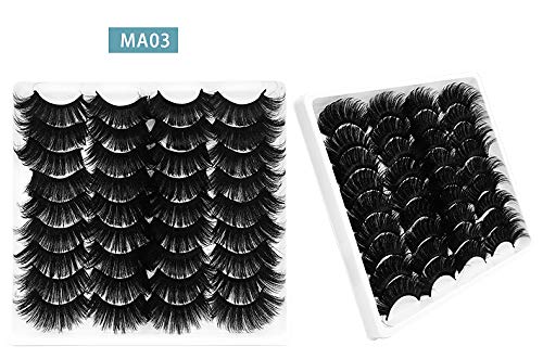 AMSDCN NEW 18pair Fluffy Lashes Mink Hair False Eyelashes 20mm-25mm 3d Lashes Dramatic Long Messy Natural Lashes Makeup Mink Eyelashes (MA03)