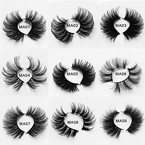 AMSDCN NEW 18pair Fluffy Lashes Mink Hair False Eyelashes 20mm-25mm 3d Lashes Dramatic Long Messy Natural Lashes Makeup Mink Eyelashes (MA03)