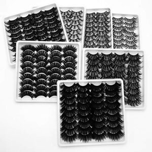 AMSDCN NEW 18pair Fluffy Lashes Mink Hair False Eyelashes 20mm-25mm 3d Lashes Dramatic Long Messy Natural Lashes Makeup Mink Eyelashes (MA03)