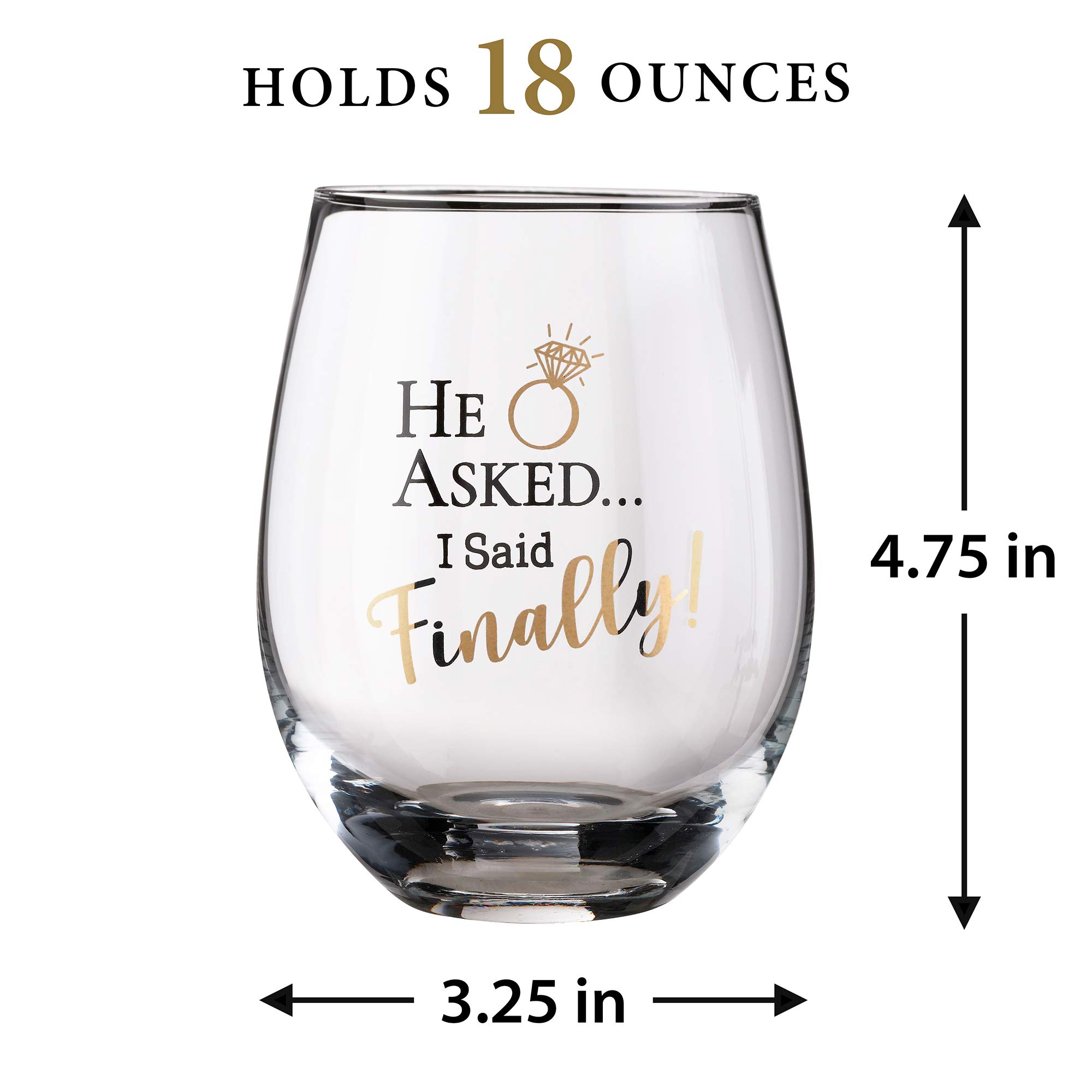 Lillian Rose Asked, I Said Finally Wine Glass, 4.75", Clear, G117 HA