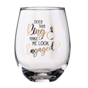 lillian rose ring make me look engaged wine glass, 4.75", clear