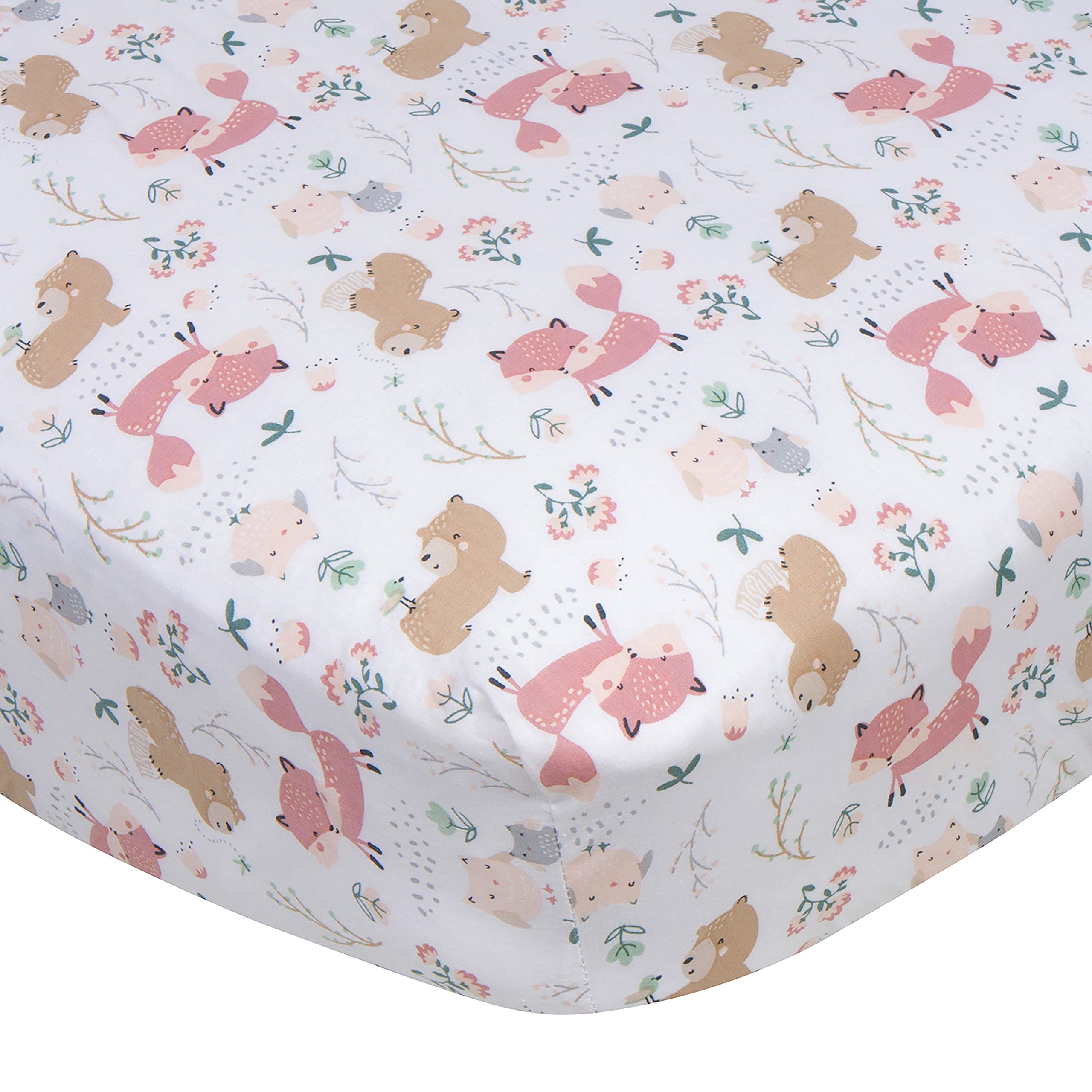 Gerber Baby Boys Girls Neutral Newborn Infant Baby Toddler Nursery 100% Cotton Fitted Bedding Crib Sheet, Woodland Critters White, 28" x 52"