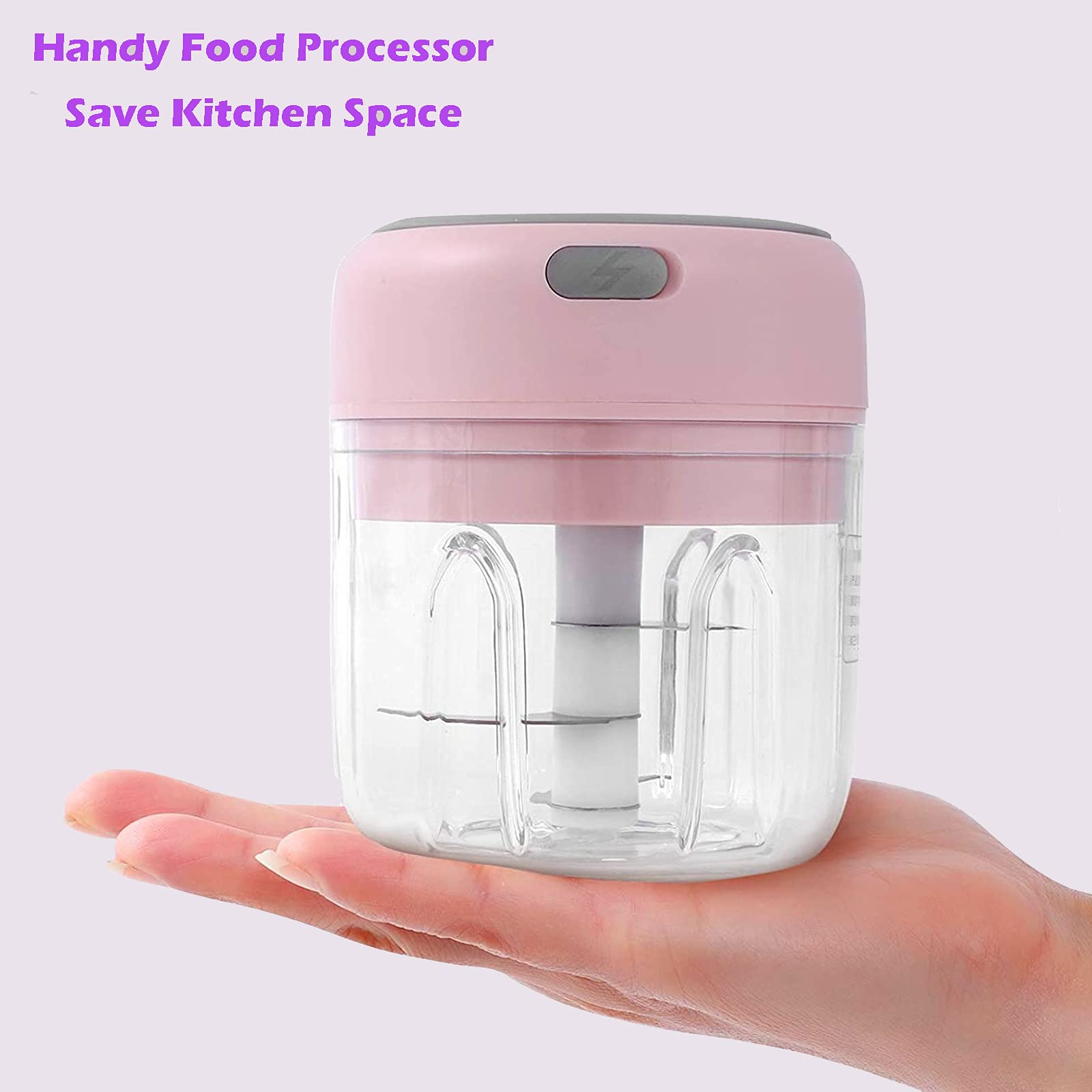 Electric Mini Food Chopper, Rechargable Small Food Processor for Garlic, Puree, Onion, Herb, Veggie, Ginger, Fruit Blender (250ml+100ml 2 cups, Green)