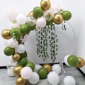 GuassLee 62Pcs Olive Green Gold Balloons for Baby Shower Decorations - 12inch Olive Green Gold Confetti Balloons Set for Baby Shower Wedding Birthday Party Decorations