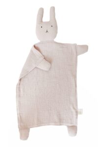 marlowe & co organic cotton muslin lovey blanket, organic cotton muslin bunny security blanket (natural sand)