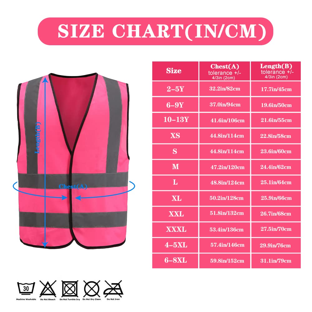 AYKRM safety vest pink (XS-8XL) (Large, Pink)