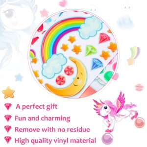 Glow in The Dark Stars Glowing Unicorn Wall Decals Glowing Unicorn Wall Stickers with Stars Moon Castle Rainbow Planet Heart Room Decor for Girls Bedroom Ceiling Baby Nursery Room