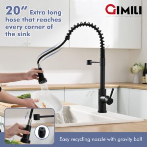 GIMILI Black Touchless Kitchen Faucet with Soap Dispenser Motion Sensor Kitchen Faucets with Pull Down Sprayer Single Handle Kitchen Sink Faucet