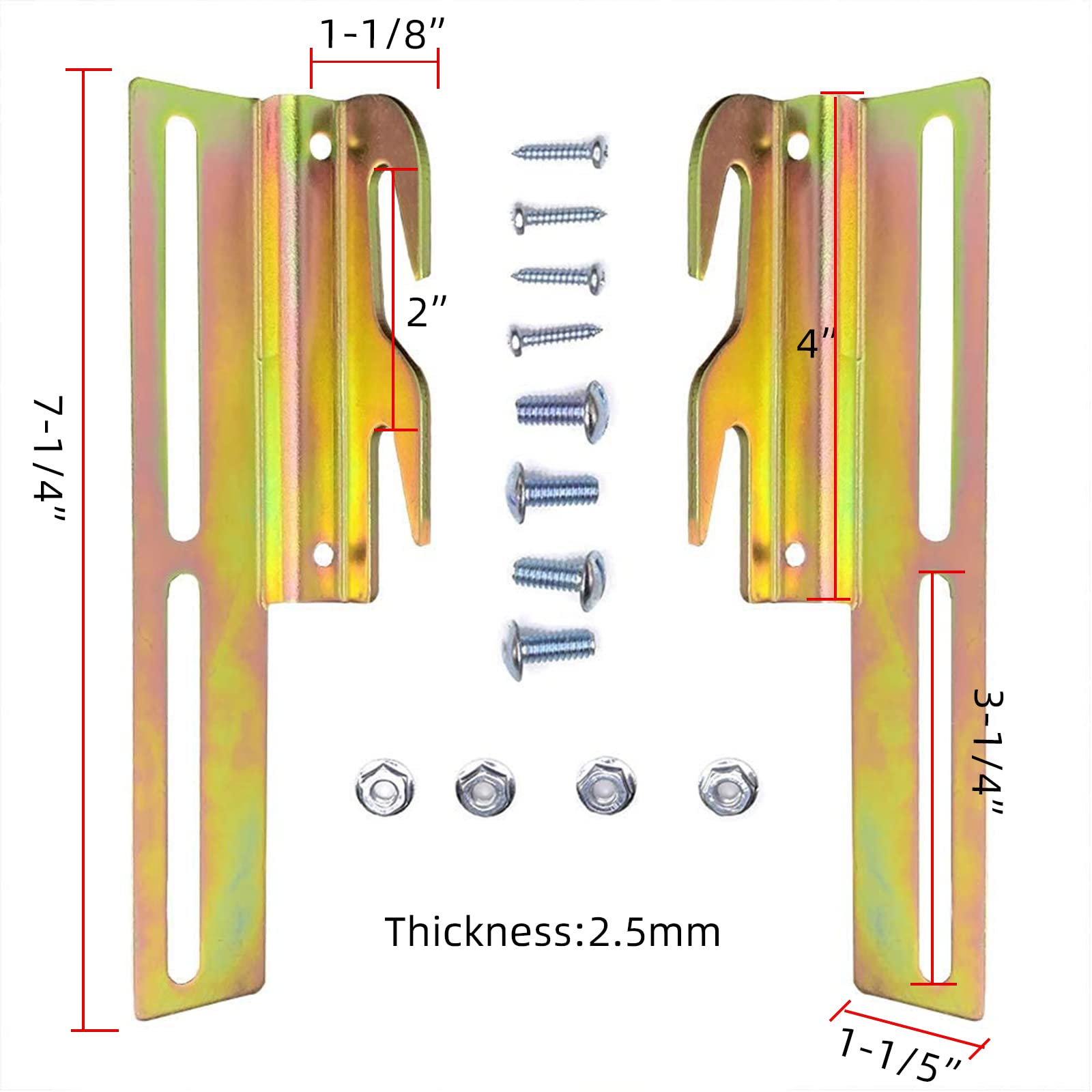 POROHOM 2Pcs #711 Bolt-On to Hook-On Bed Frame Conversion Brackets with Hardware Hook Plate,Headboard Hook Set, Hook on Bed Rails, Hook on Bed Frame Brackets