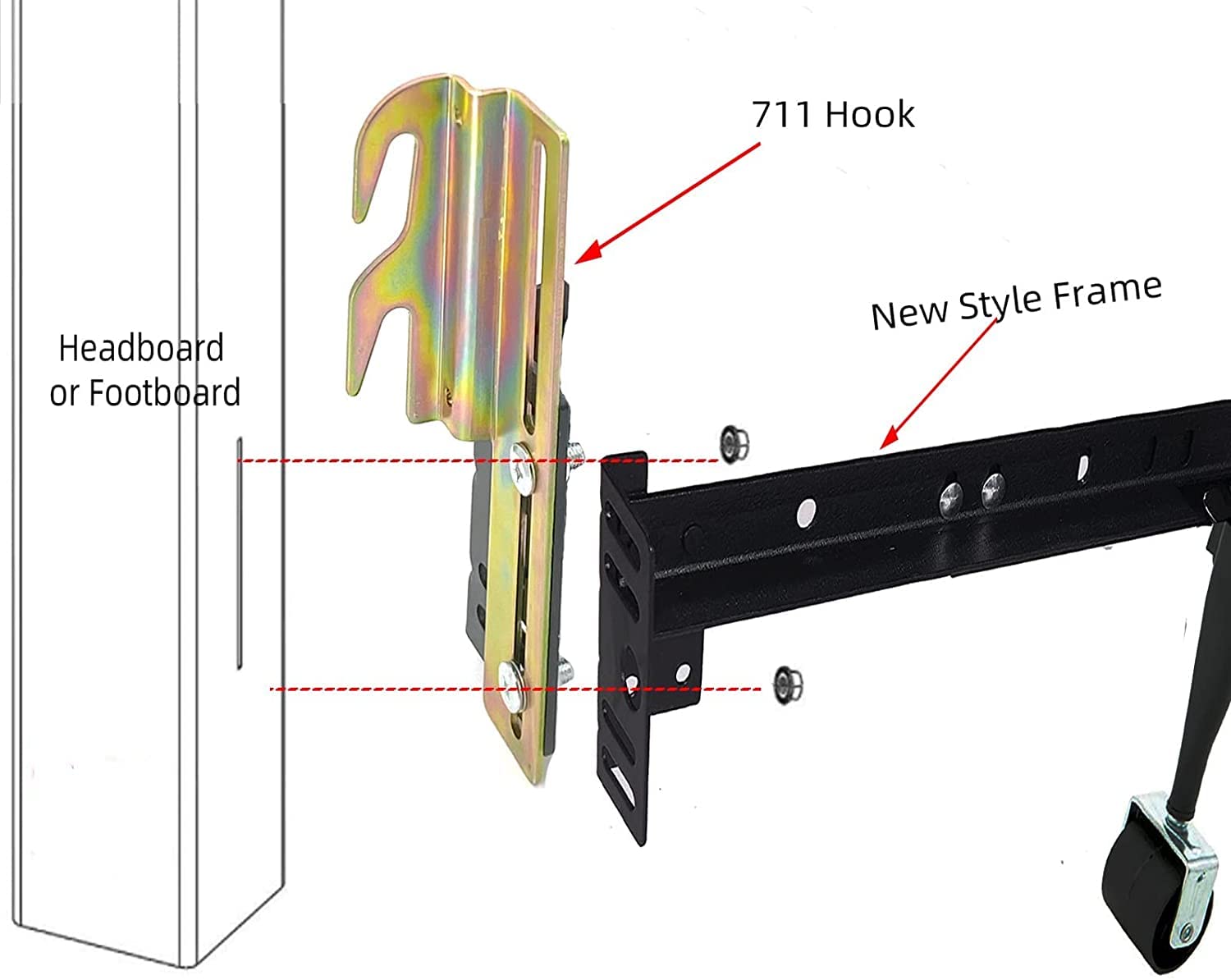 POROHOM 2Pcs #711 Bolt-On to Hook-On Bed Frame Conversion Brackets with Hardware Hook Plate,Headboard Hook Set, Hook on Bed Rails, Hook on Bed Frame Brackets