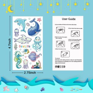 Partywind 130 Styles Luminous Shark Temporary Tattoos for Kids, Glow Shark Birthday Decorations Party Favors Supplies for Boys and Girls, Ocean Under Sea Fake Tattoo Stickers Gifts (10 Sheets)